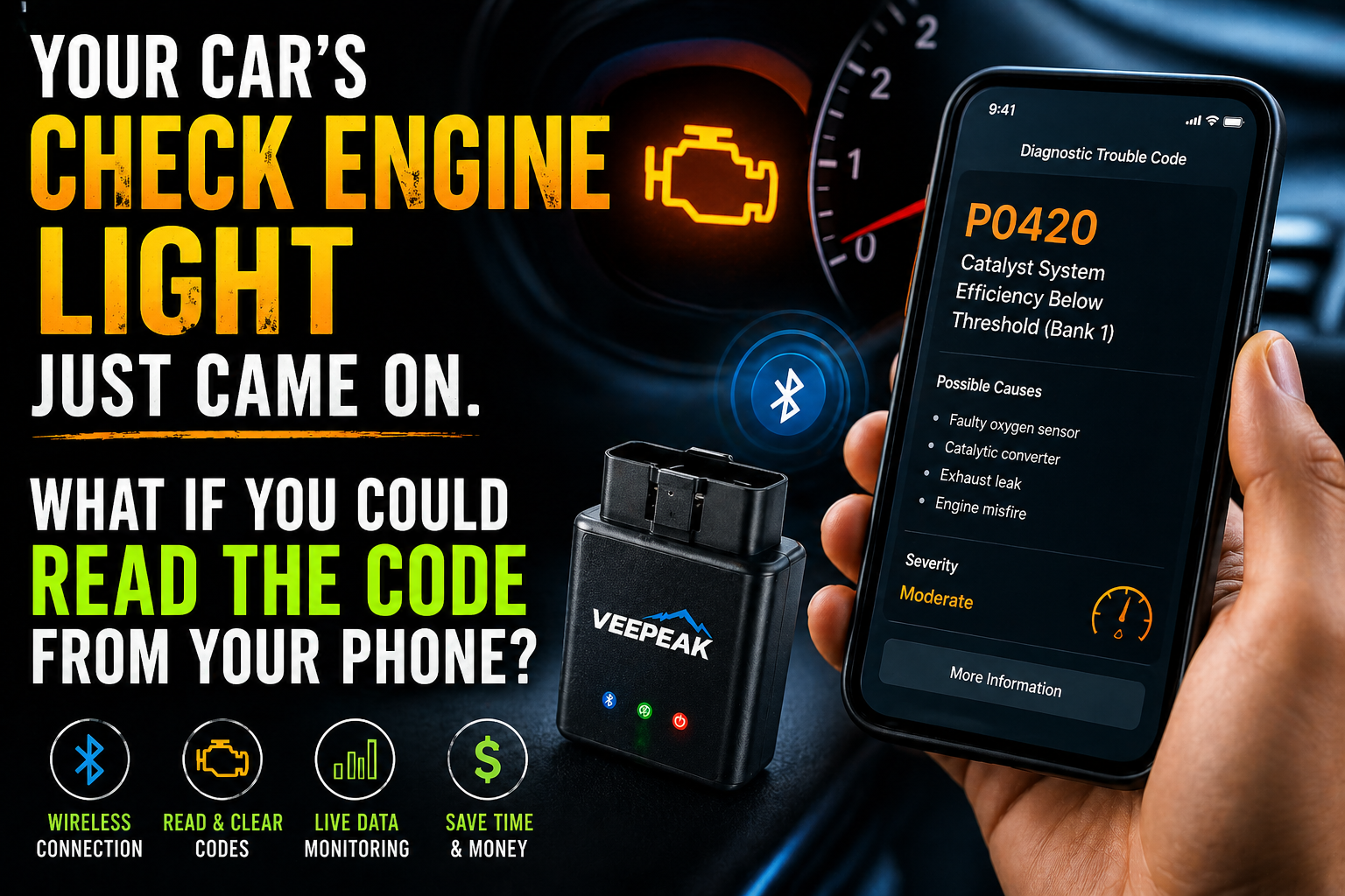 Check Engine Light Meaning? Read Car Codes Instantly on Your Phone ...